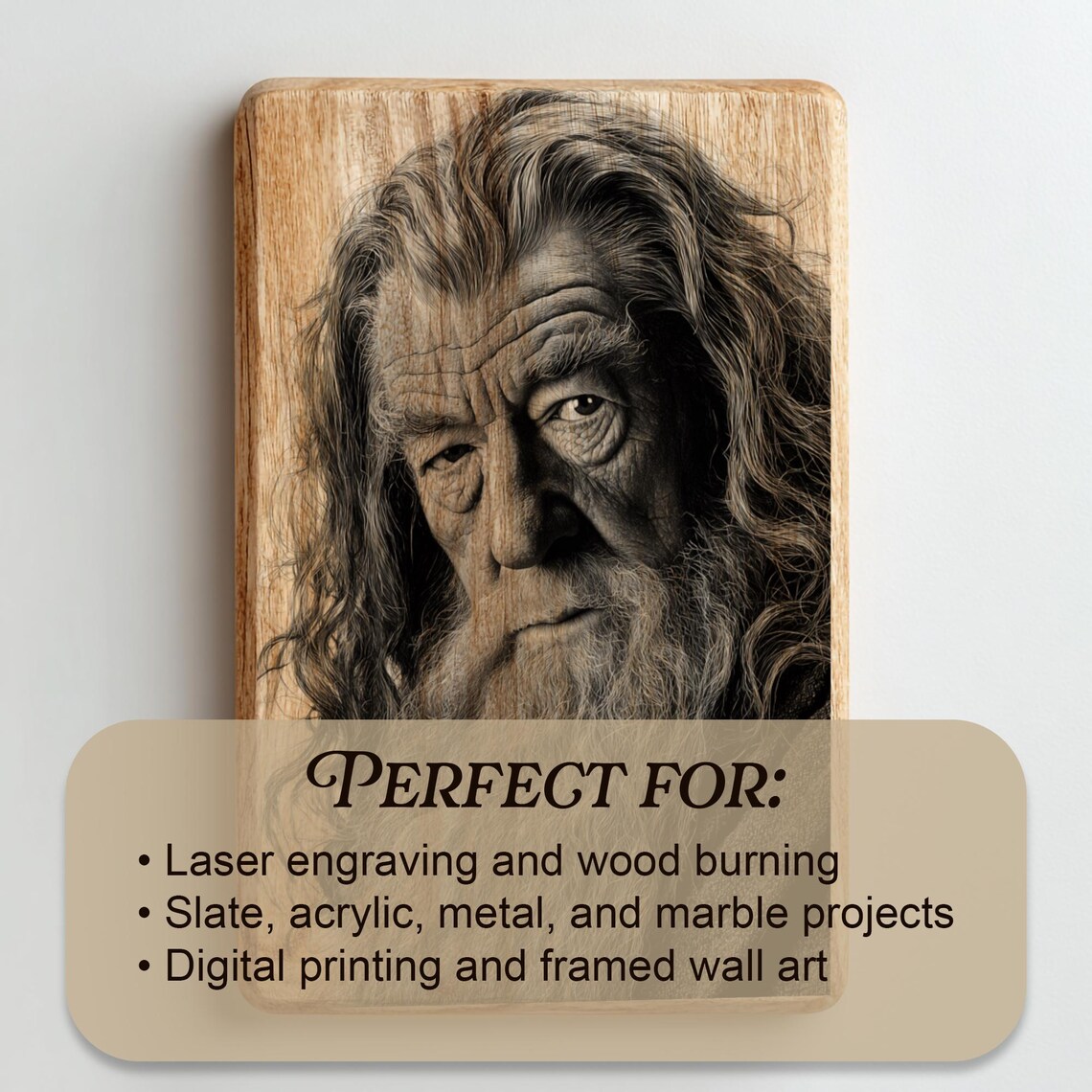 Wizard Portrait PNG | Dithered Laser Engraving File - Etsy