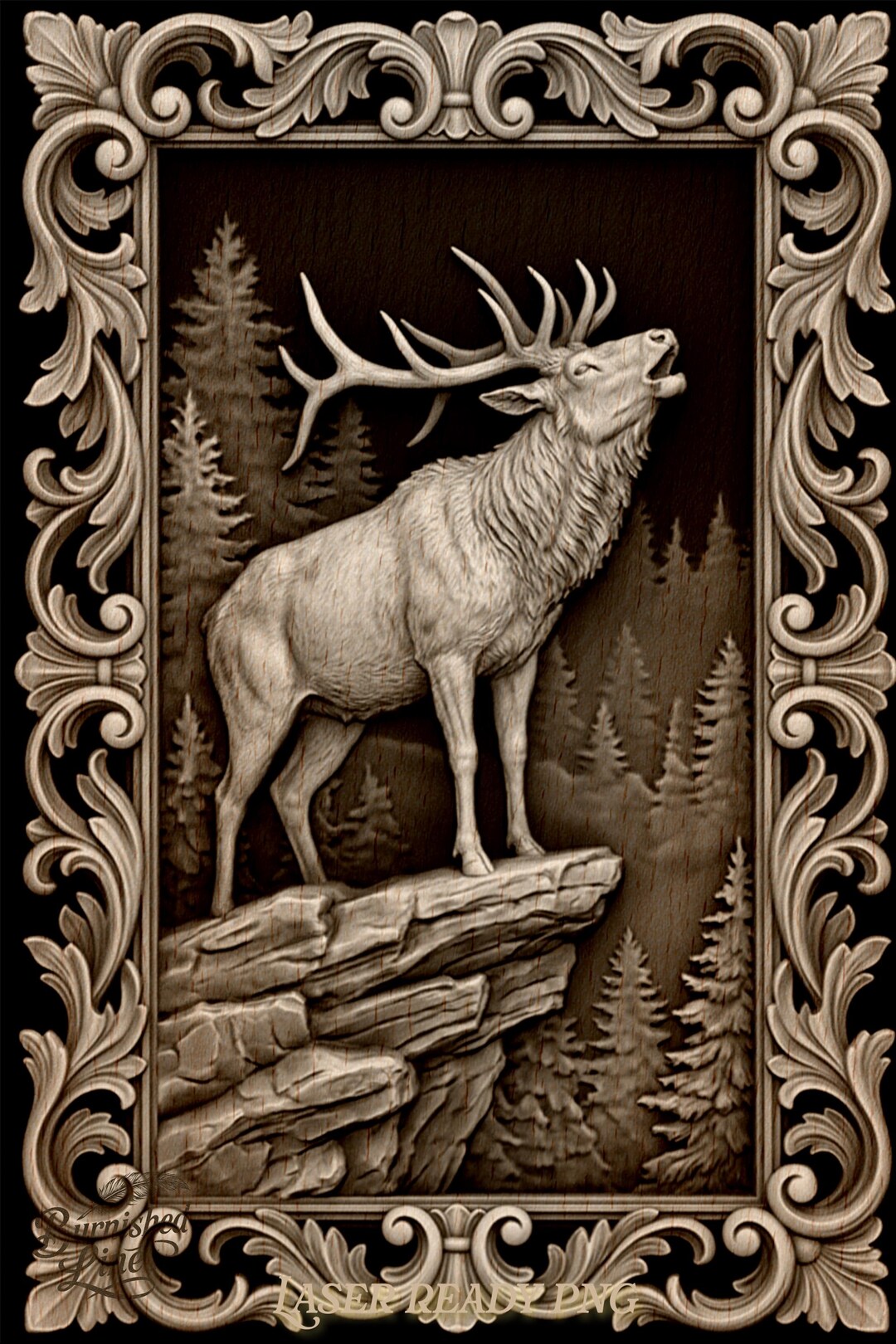 3D Elk Depth Map | Stag Laser Engraving File | CNC Relief Carving Model ...