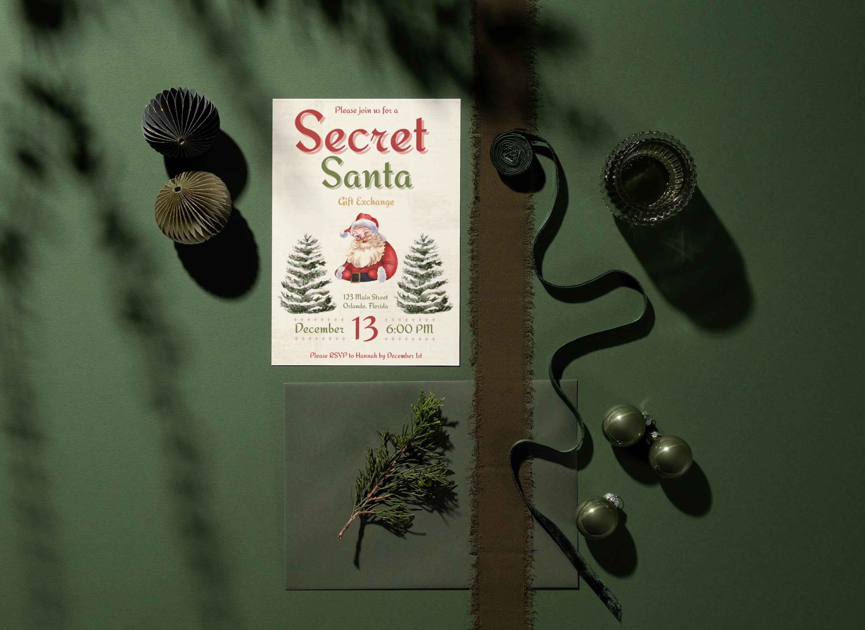 Secret Santa Invite Template | Christmas Party Invitation | Work ...