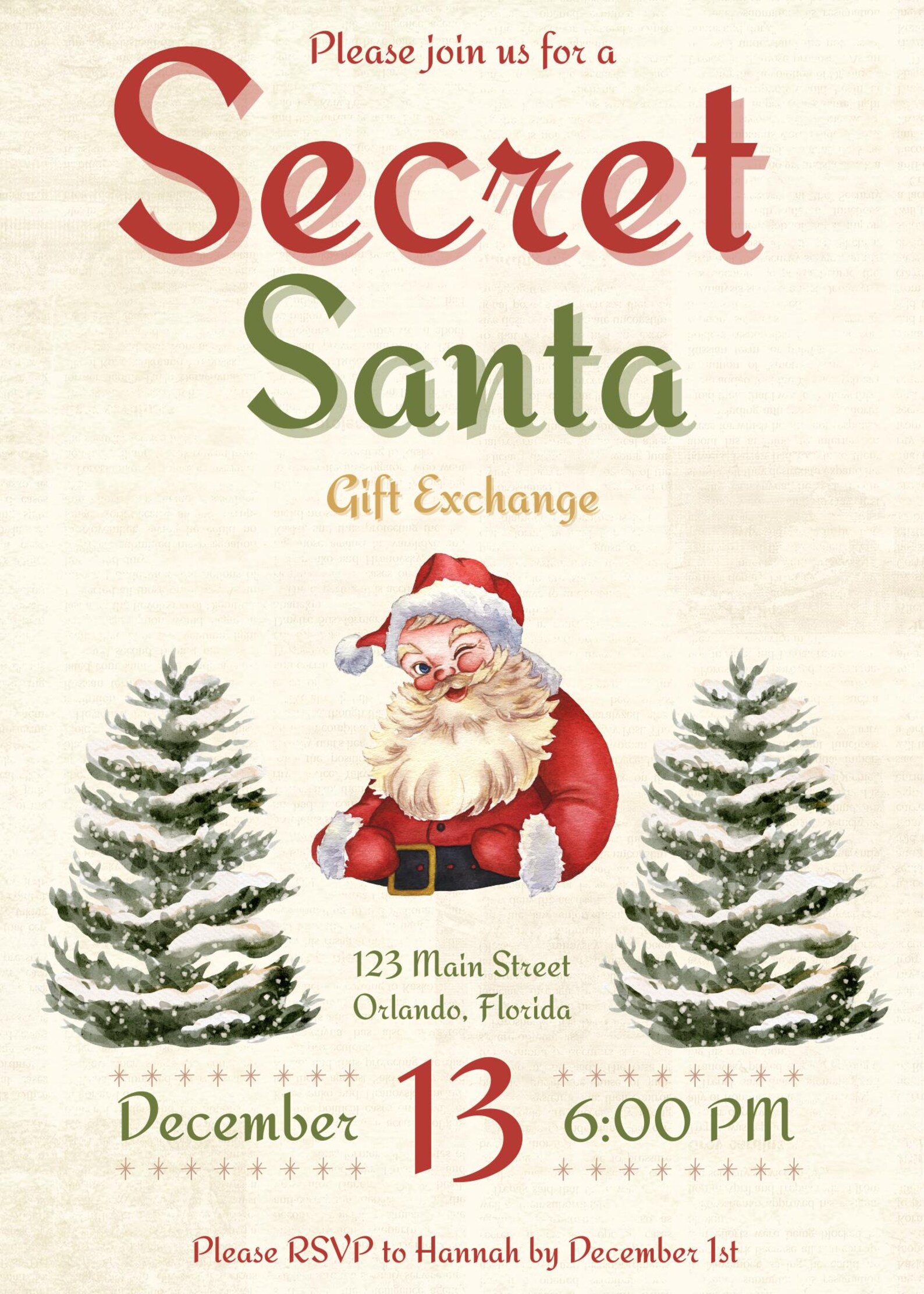 Secret Santa Invite Template | Christmas Party Invitation | Work ...