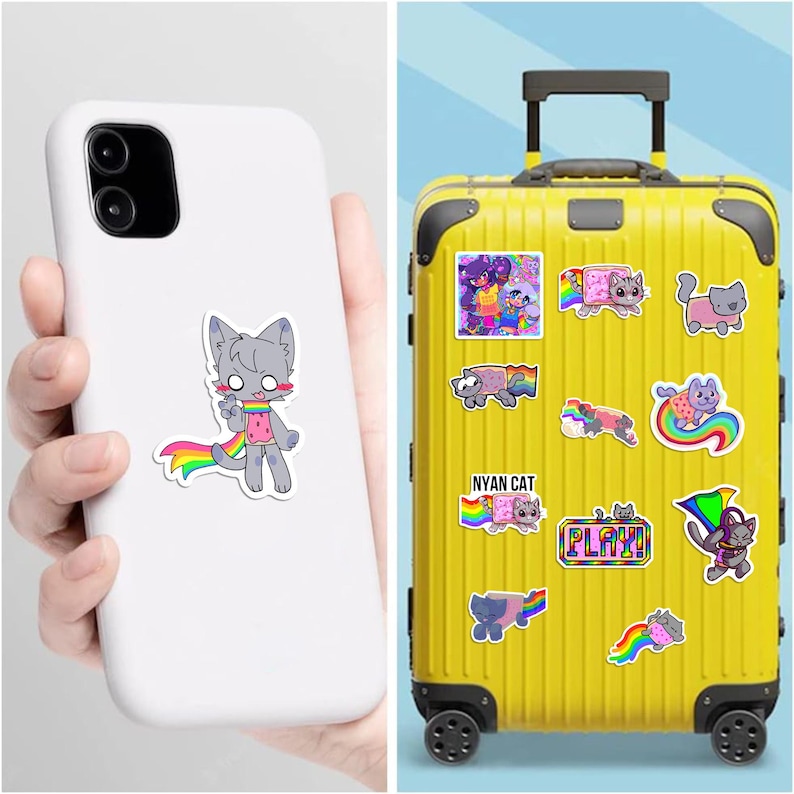 Nyan Cat Sticker Sheet – Viral Internet Meme Retro Pixel Vinyl Decals ...