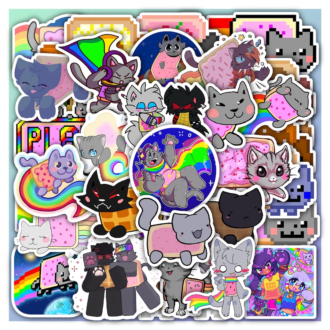 Nyan Cat Sticker Sheet – Viral Internet Meme Retro Pixel Vinyl Decals ...