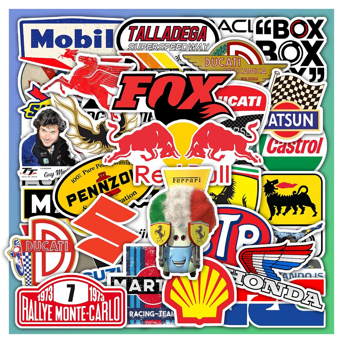 Car Racing Brand Sticker Sheet –decals for Laptop, Helmet, Gifts 40 ...