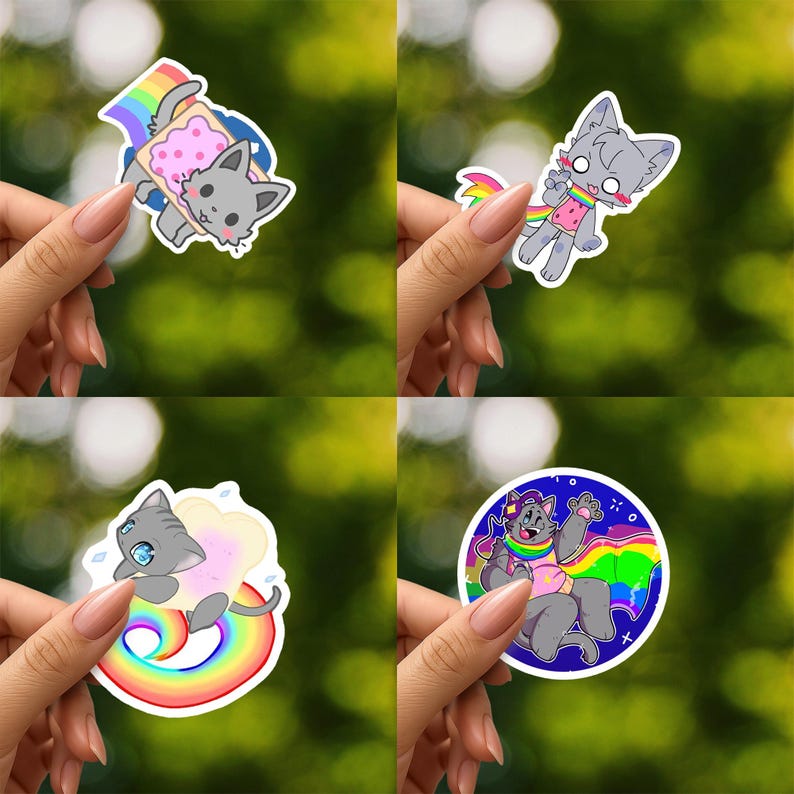 Nyan Cat Sticker Sheet – Viral Internet Meme Retro Pixel Vinyl Decals ...