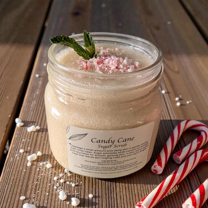 Candy Cane Sugar Scrub • Peppermint Holiday Exfoliating Scrub - Etsy