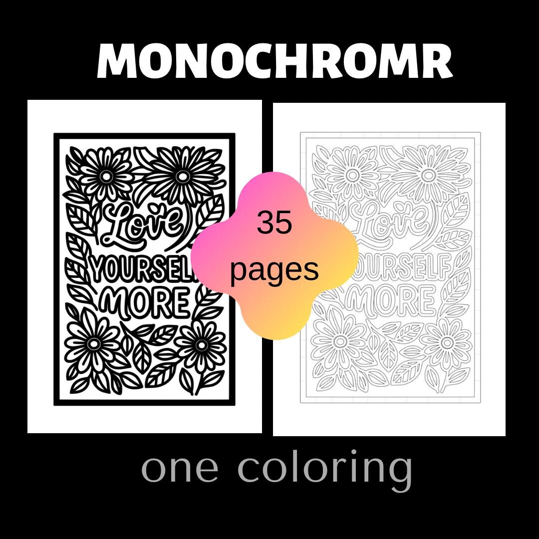 Monochrome Coloring Pages | Motivational Quotes, Stress Relief (PDF ...