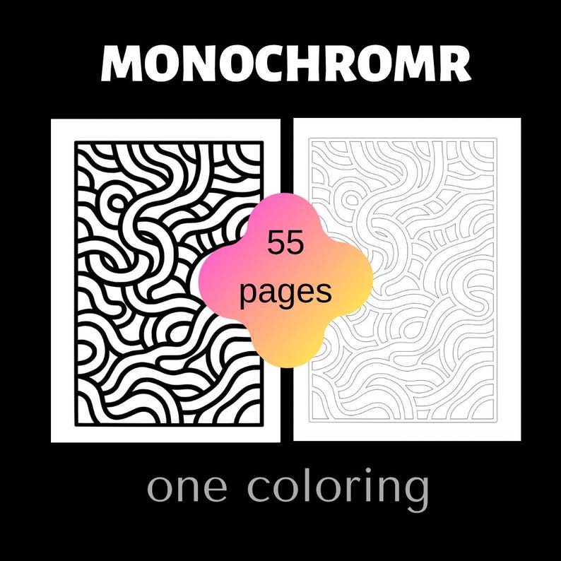 55 Monochrome Abstract Pattern Coloring Pages, Relaxing Art (PDF ...
