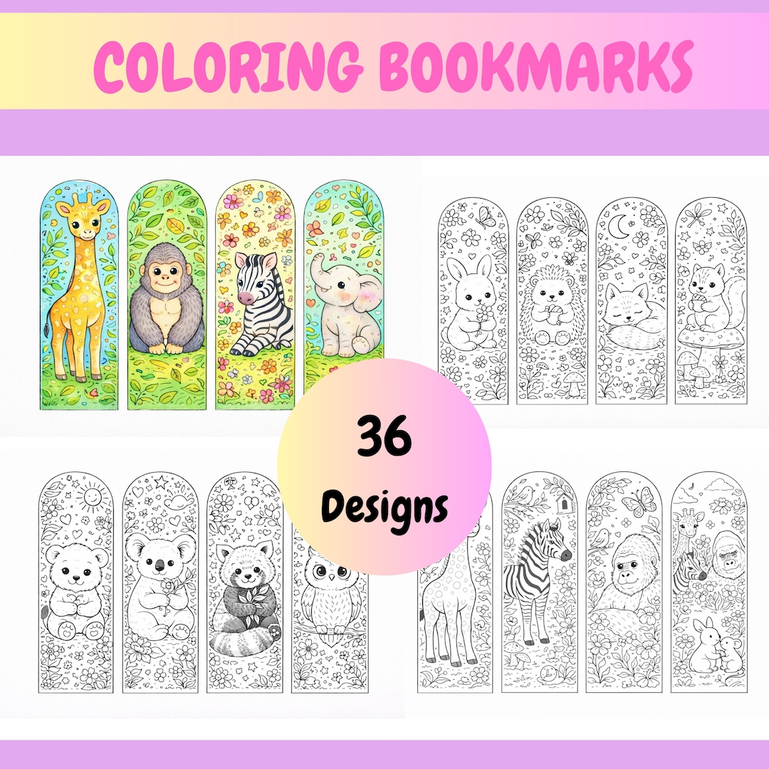 Animal Coloring Bookmarks for Kids, Printable Classroom & Homeschool ...