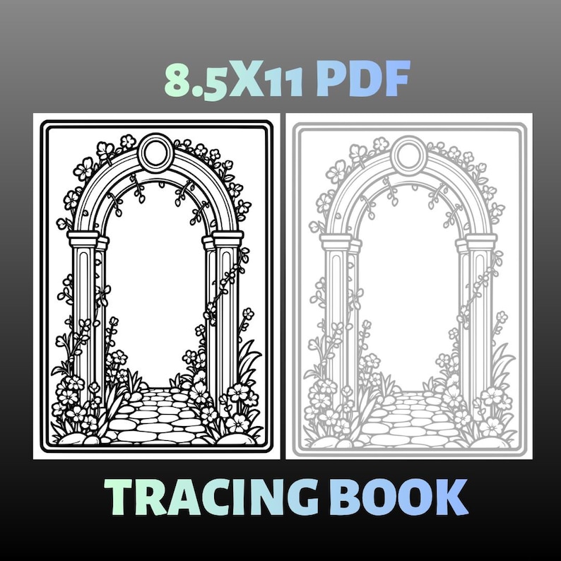 Fantasy Tracing Book, Floral Arch Line Art, Secret Garden Pages (35 ...