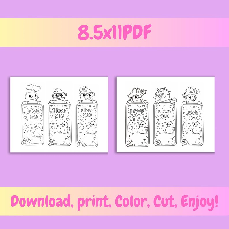 Coloring Bookmarks Printable – Cute Duck Bookmark Coloring Pages, 12 ...
