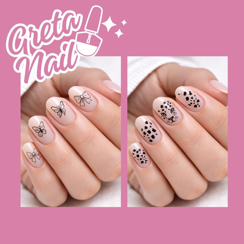 Kawaii Nail Art Templates, Printable Bundle, Flowers, Bows, Butterflies ...