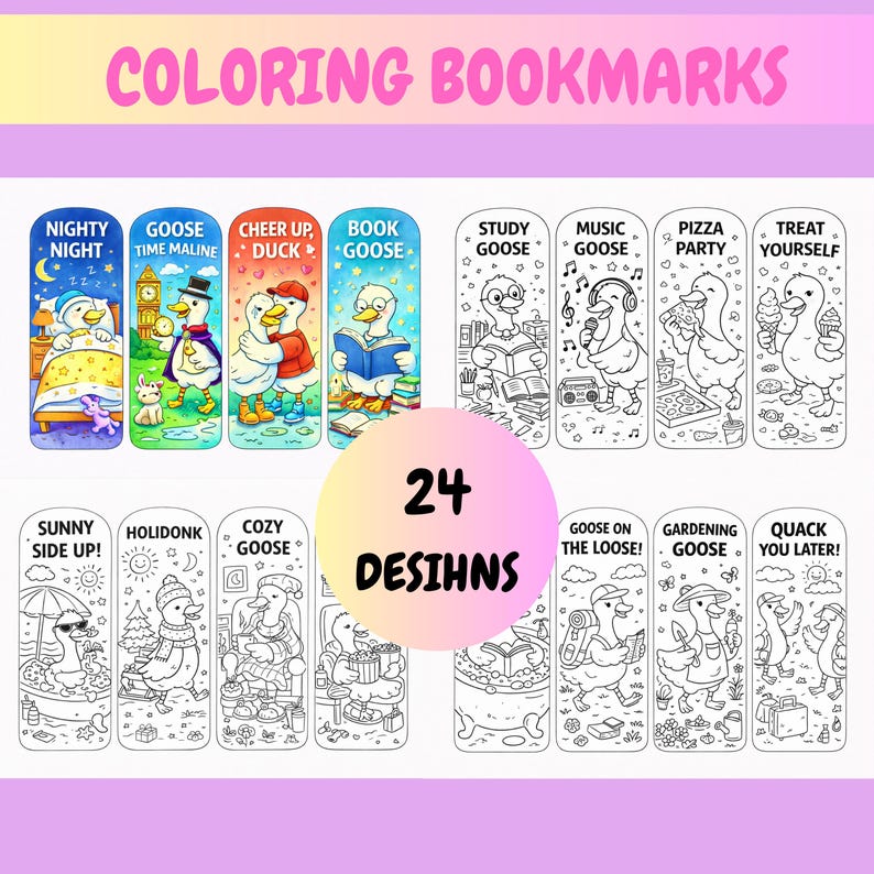 Silly Goose Coloring Bookmarks Printable | Cute Funny Silly Goose ...
