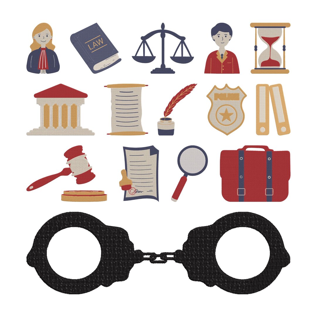 Law Justice Embroidery Design, Legal Justice Embroidery Lawyer Court ...