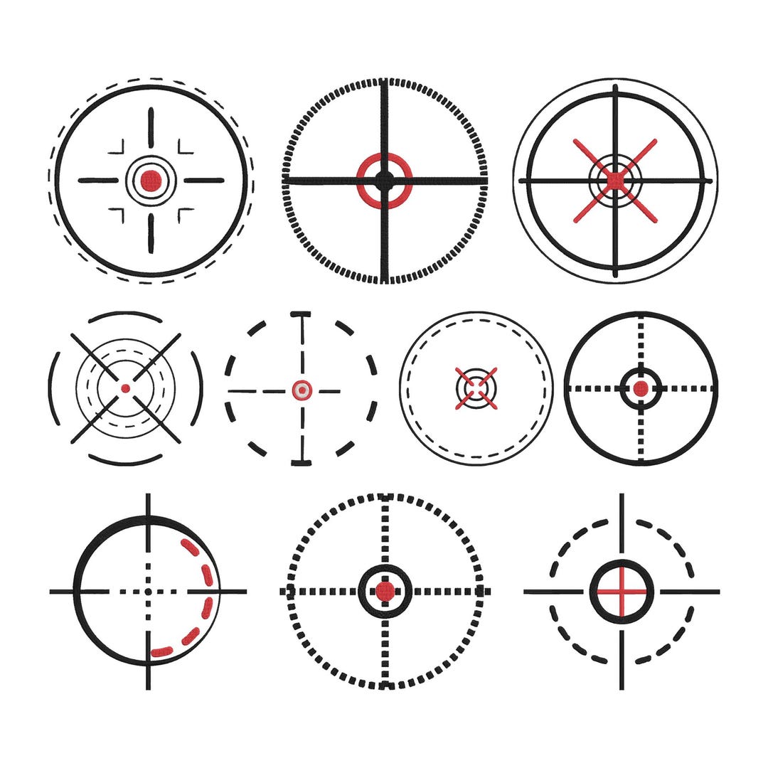 Crosshair Embroidery, Crosshair Machine Embroidery, File, 10 Design, 5 ...