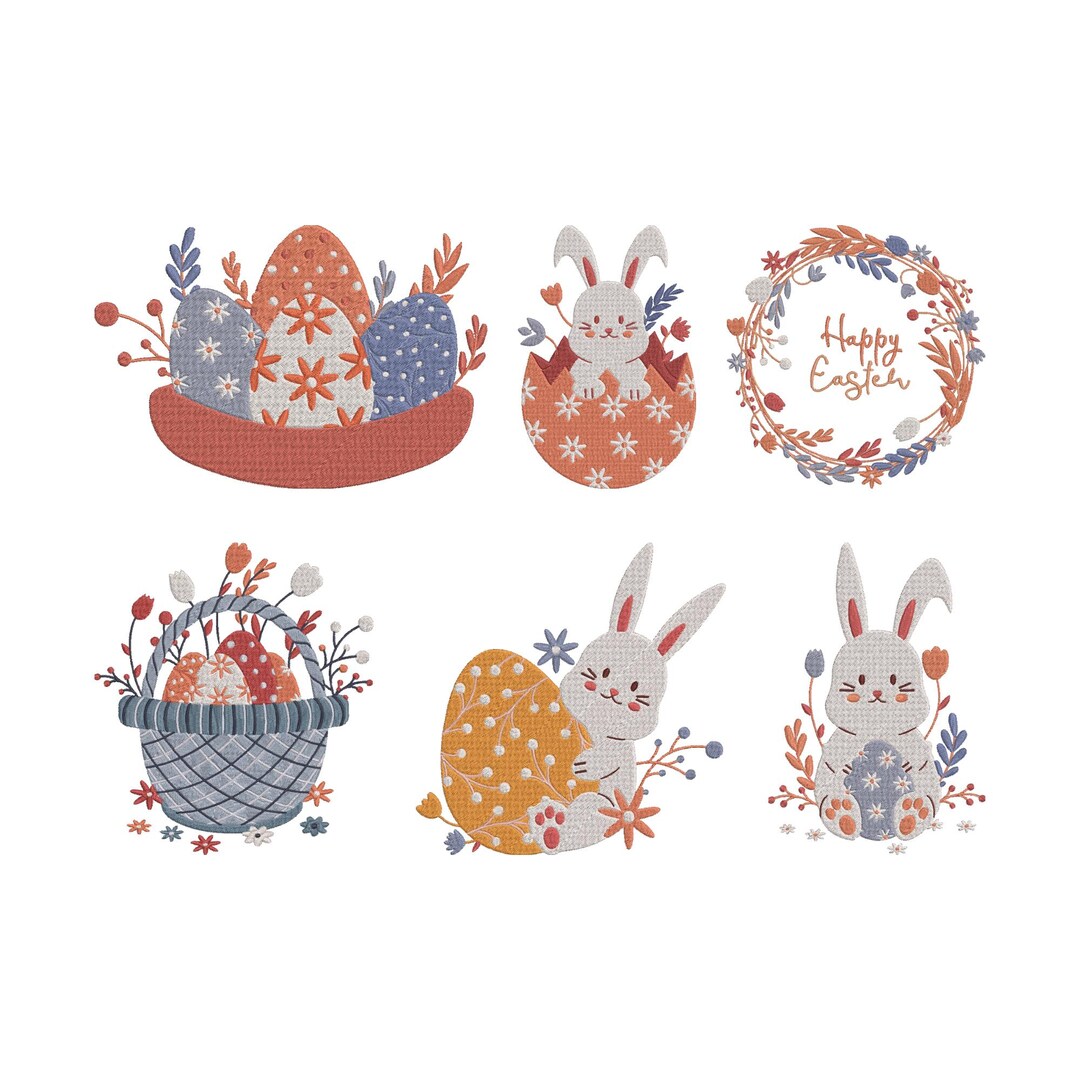 Easter Bunny Clipart Spring Eggs Design, Floral Decor, Happy Easter ...