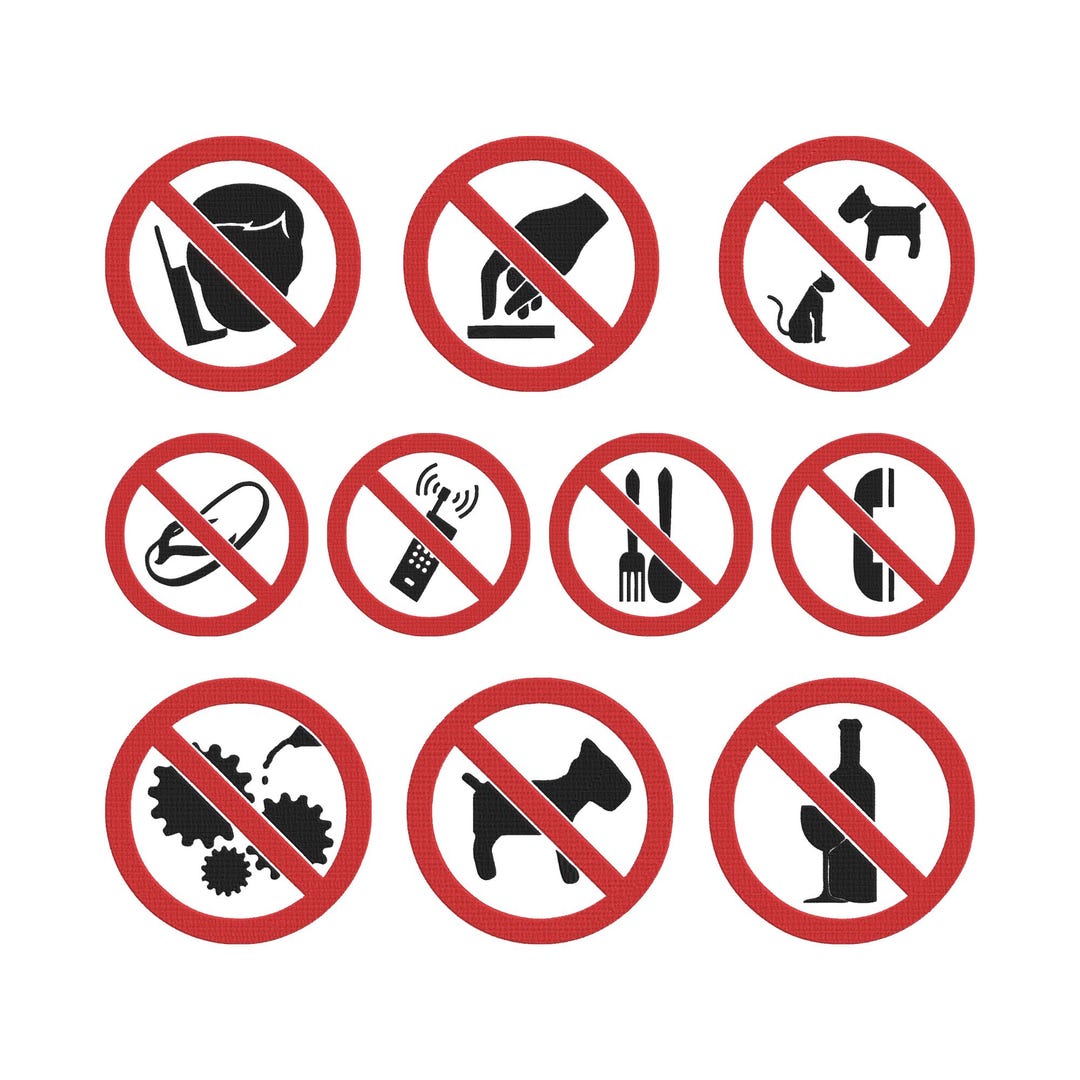Prohibited Sign Embroidery Design, Prohibited Sign Machine Embroidery ...