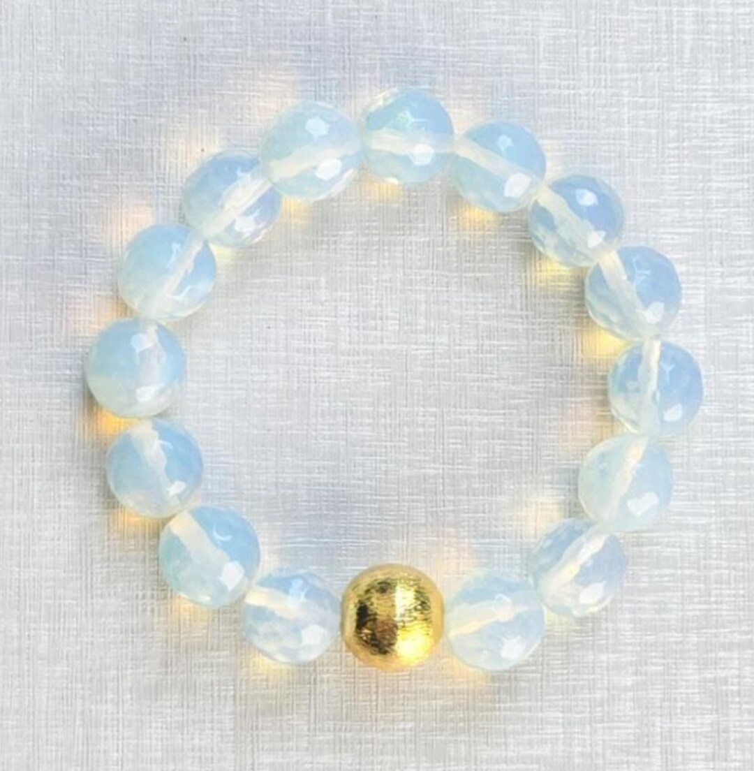 The Alouette Light Catching Opal Stone Bead Stretchy Bracelet With ...