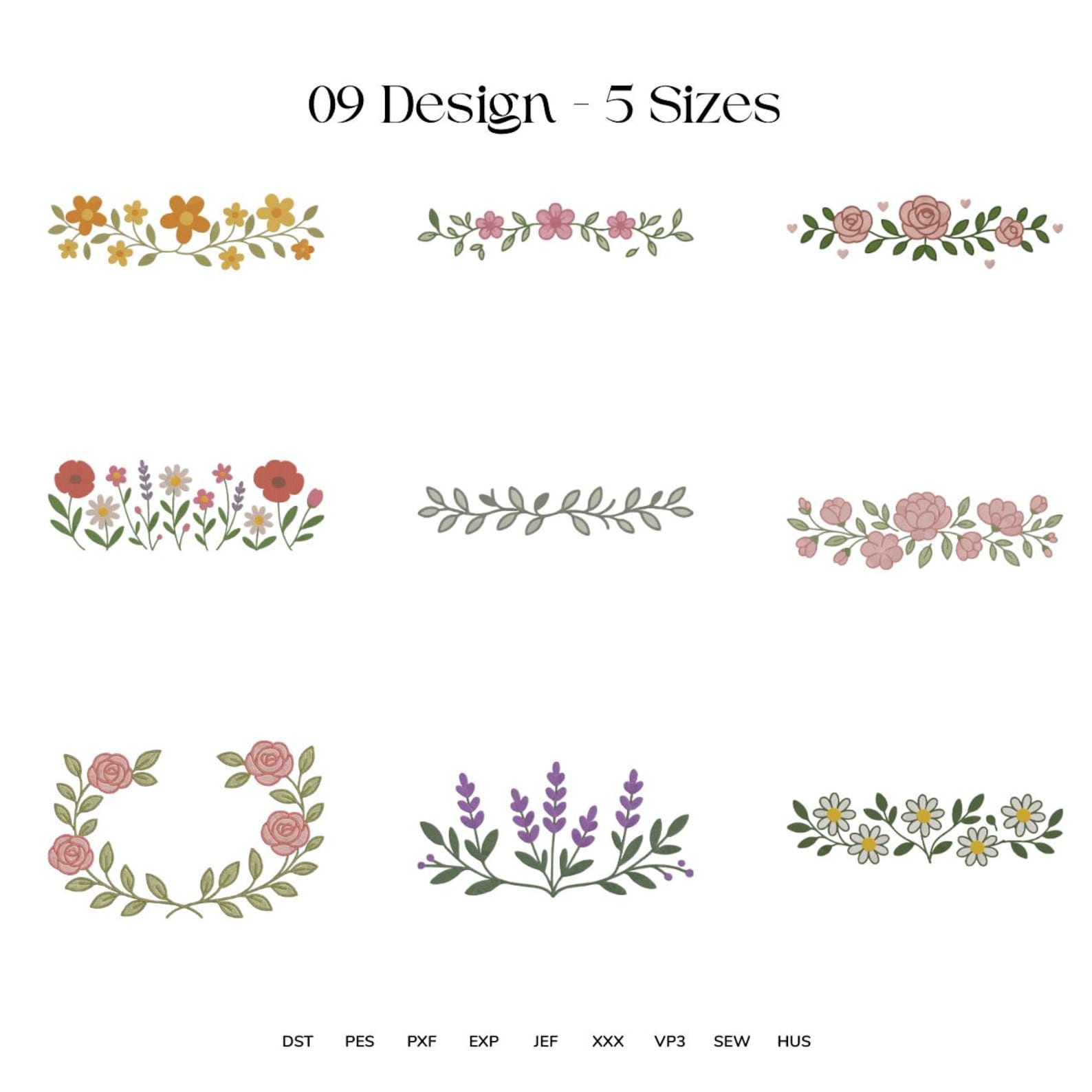 Floral Border Embroidery Design – Flower Corner Pattern (instant ...