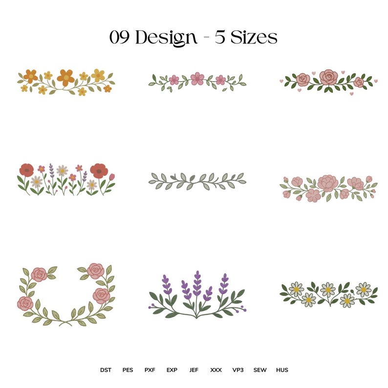 Floral Border Embroidery Design – Flower Corner Pattern (instant ...
