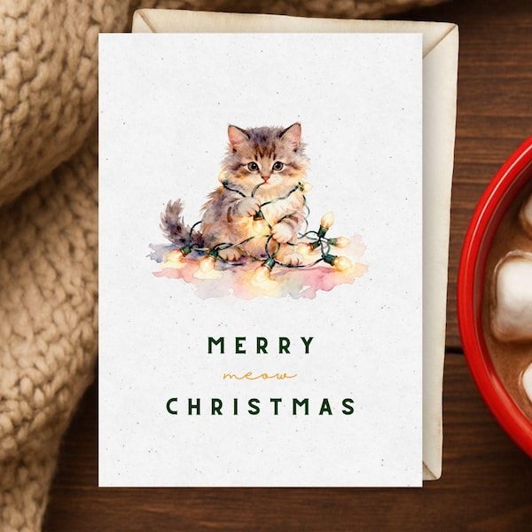 Cat Christmas Cards - Etsy
