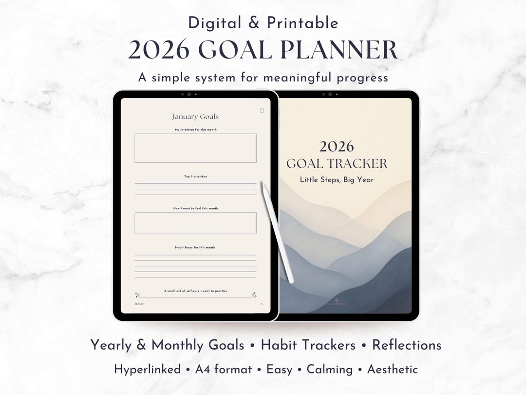 2026 Goals Tracker | Annual & Monthly Planner A4 | Goal Habit Tracker ...