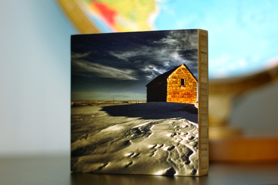Photo Bamboo Block, House, Old, Print, Living Room, Snow Stone Blue Sky ...