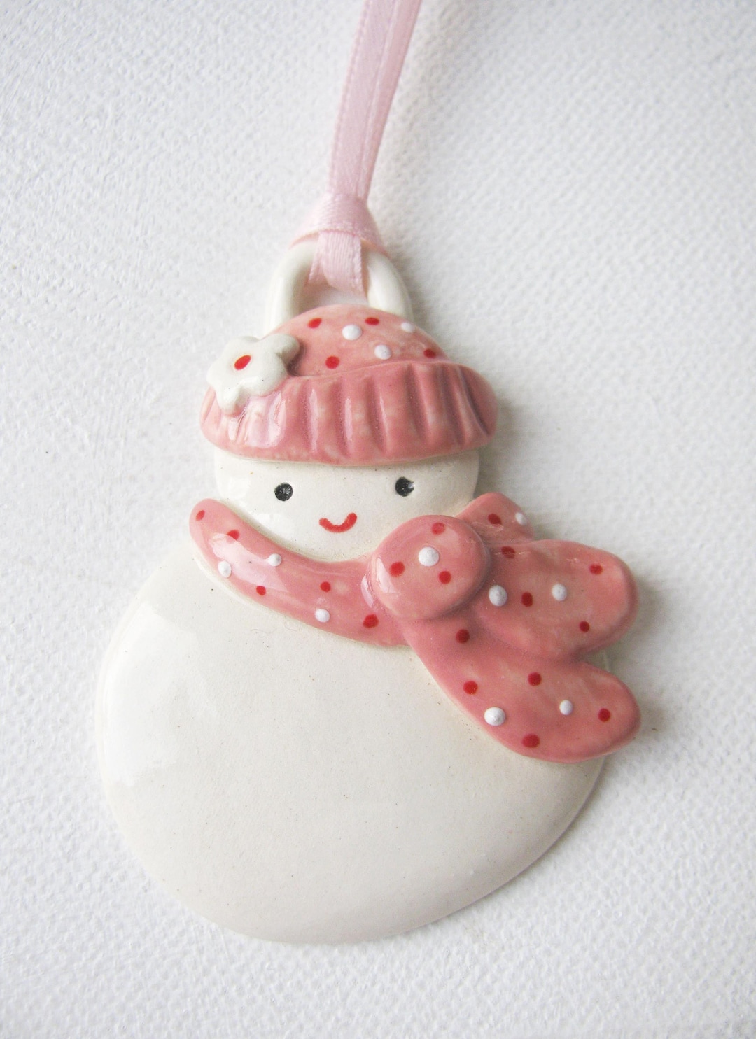 Pink Snow Lady Christmas Ornament Stoneware Clay - Handmade Ceramic - Etsy