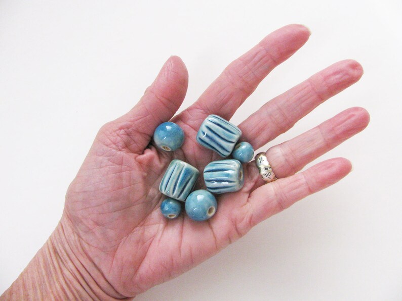 Teal Blue Beads Stoneware Clay 7 - Etsy