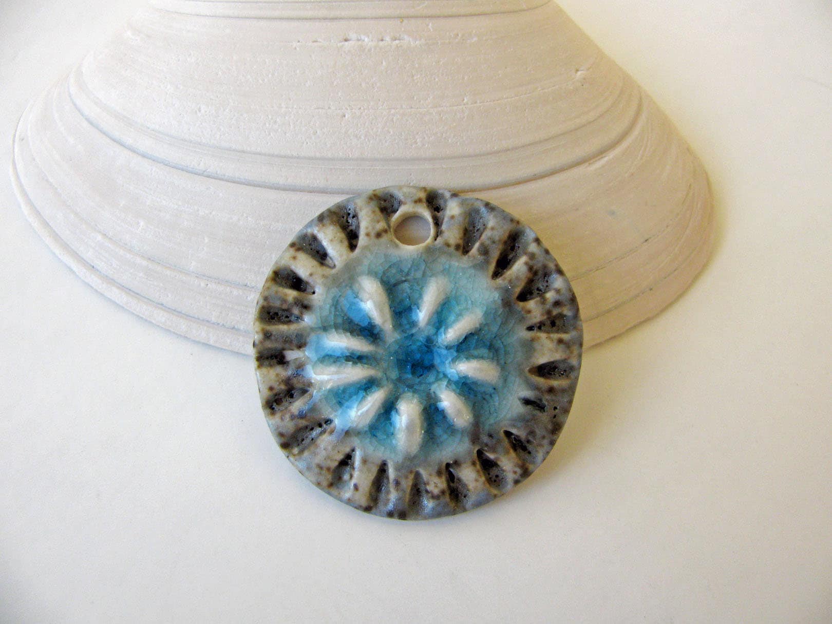 Small Blue Flower Charm Stoneware Clay - Etsy