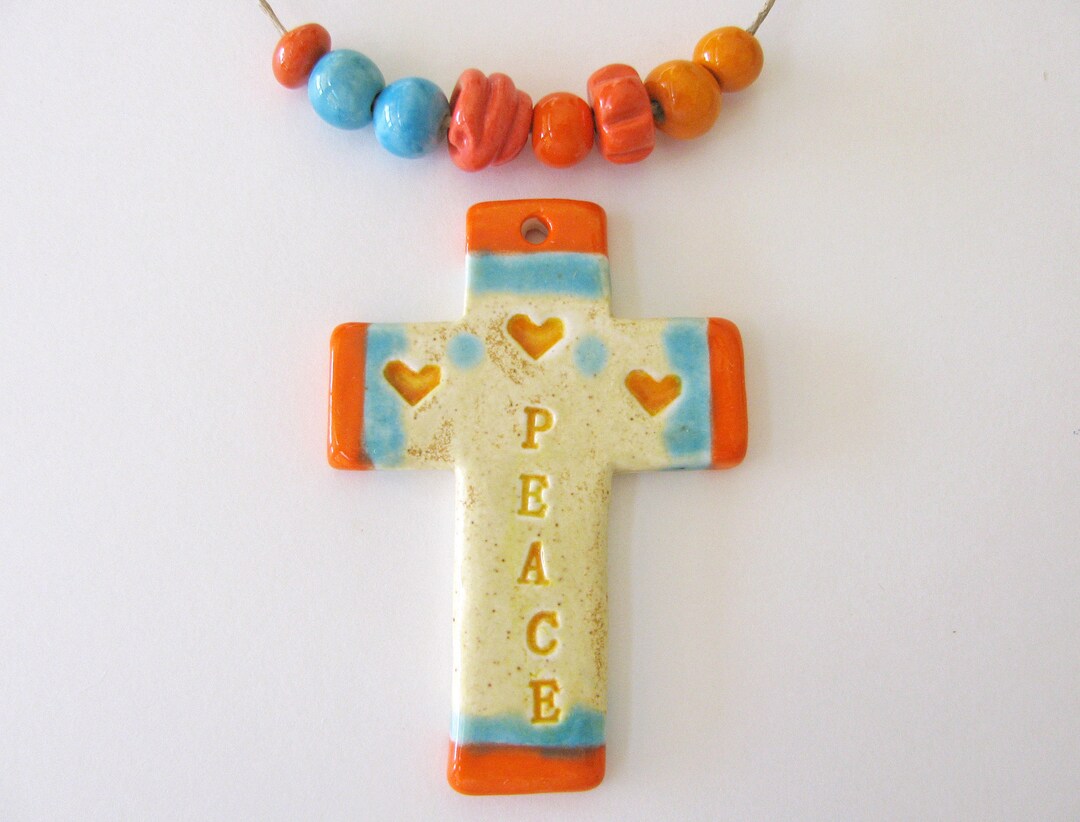 Peace Cross Pendant & Beads - Etsy