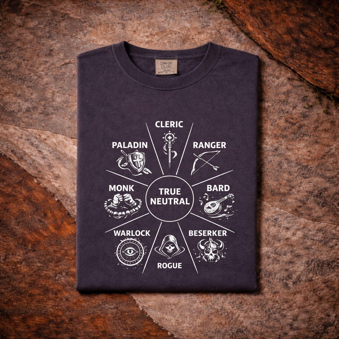 True Neutral D&D Shirt, RPG Alignment Chart T-shirt, Paladin Cleric ...