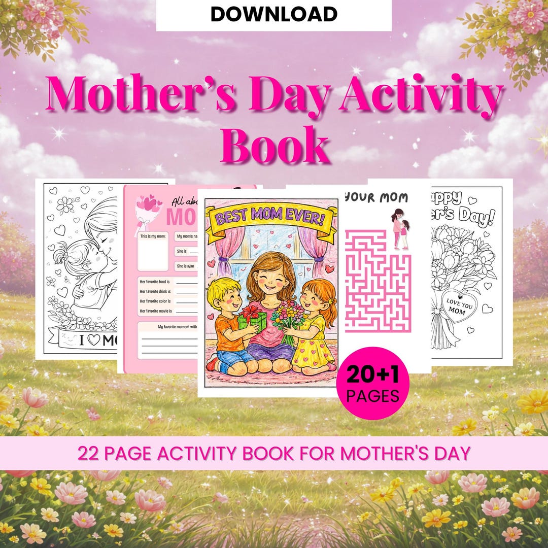 Mother's Day Kids Activity Book, Coloring, Crafts, Coupons (instant ...