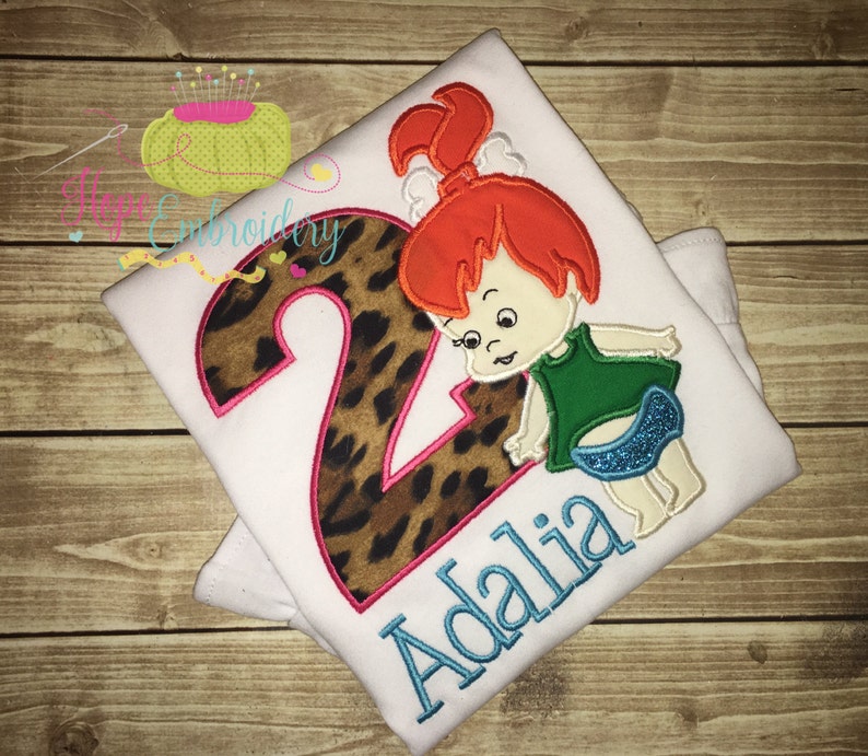 Applique Flintstones Shirt - Pebbles or Bam Bam Birthday Shirt ...