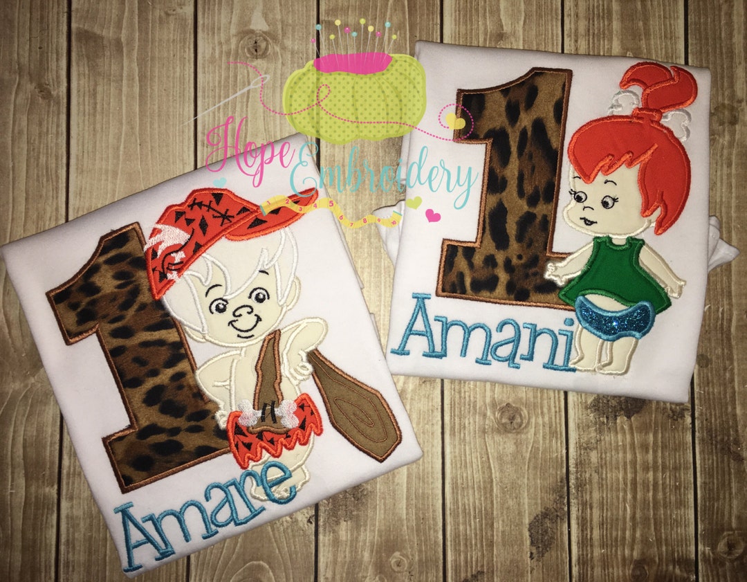 Applique Flintstones Shirt - Pebbles or Bam Bam Birthday Shirt ...