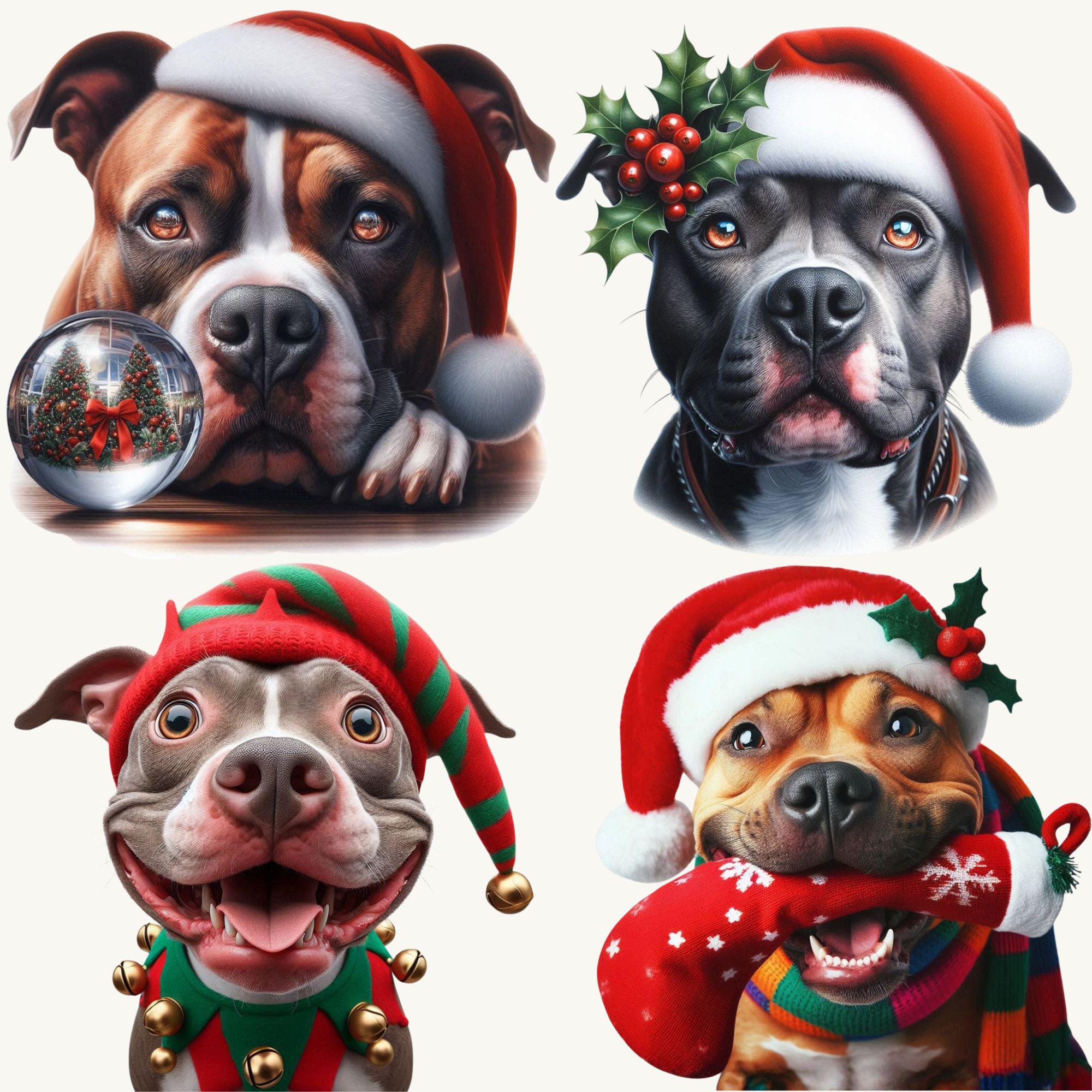 Pit Bull Christmas PNG Bundle | Santa Elf Reindeer Dog Clipart | 25 ...