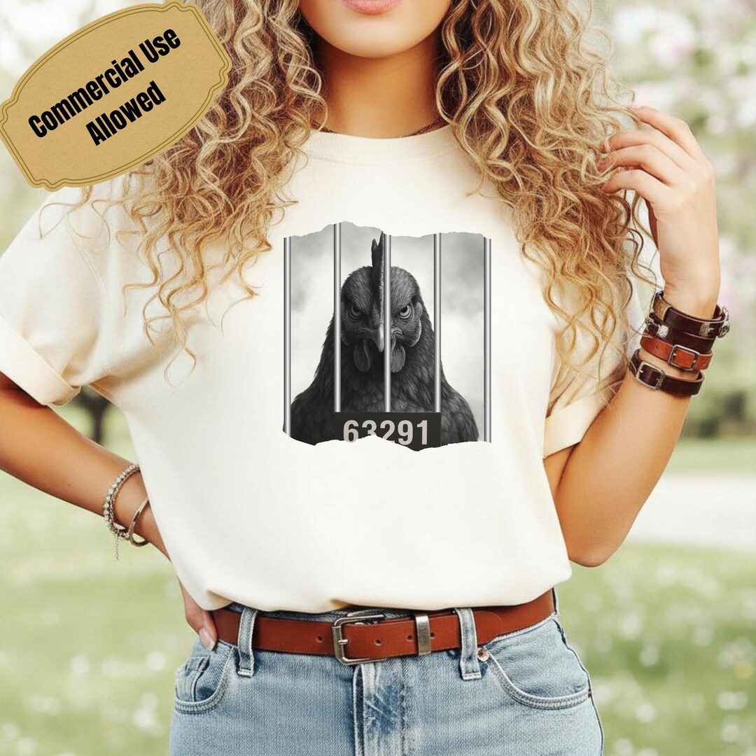 Angry Chicken Mugshot Sublimation PNG, Funny Chicken Jail Art, Black ...