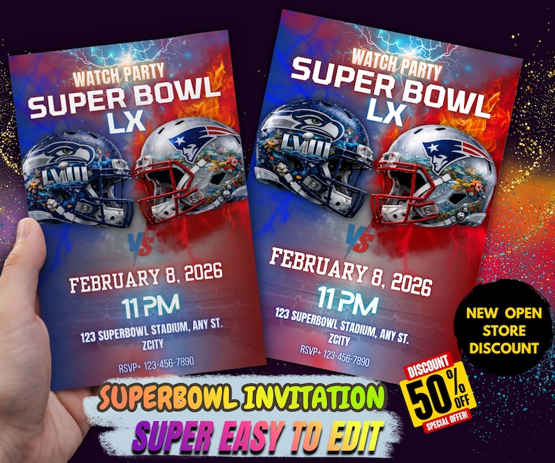 The Big Game Party Invitation 2026, Editable Invite, Digital Invite ...