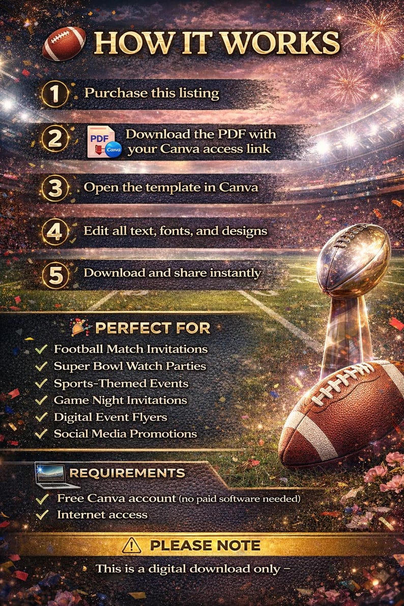 The Big Game Party Invitation 2026, Editable Invite, Digital Invite ...