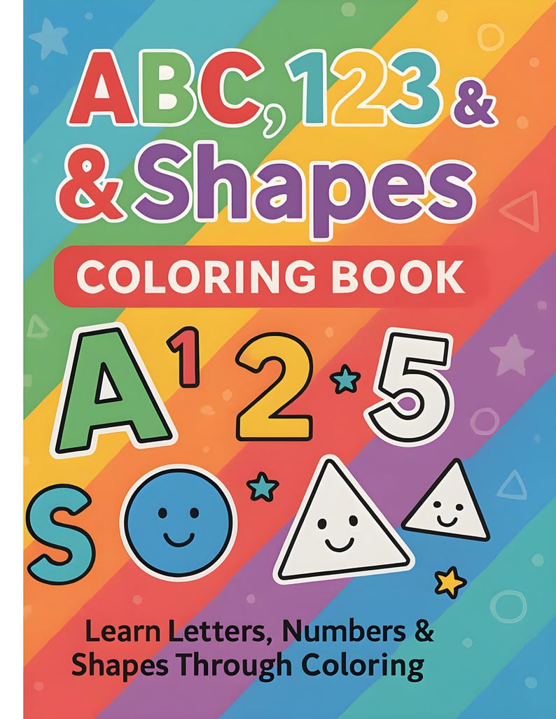 ABC Coloring and Activity Book for Kids – Alphabet, Numbers & Shapes - Etsy