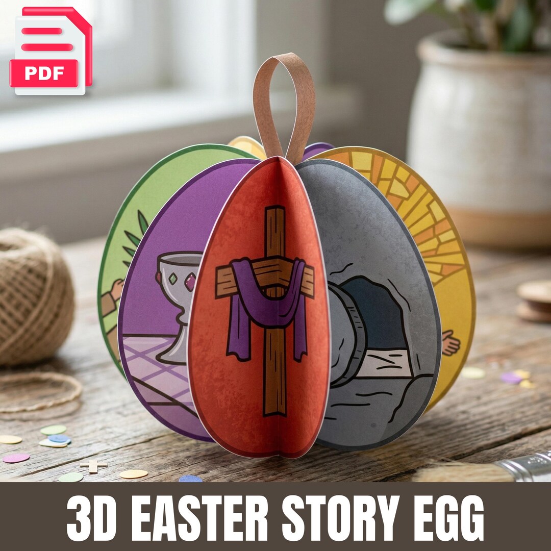 Printable 3D Easter Story Egg Craft for Kids | Christian Holy Week ...