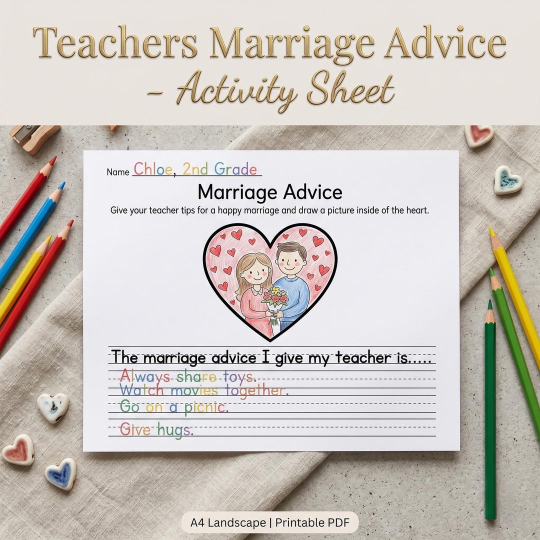 Teacher Gift From Student Printable, Marriage Advice Worksheet, Funny ...