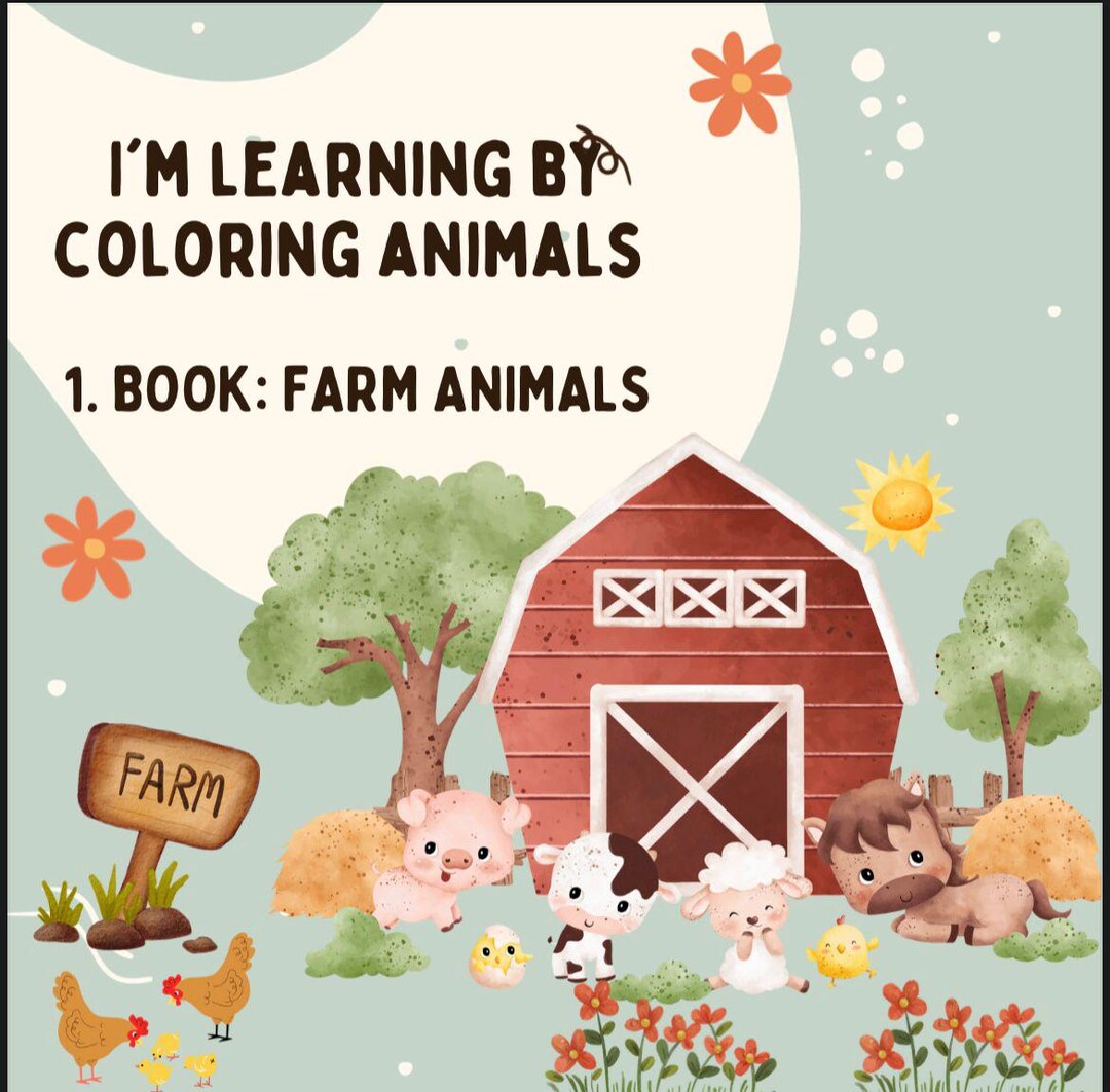 Preschool Coloring Book Farm Animals Activity Book (3-7 Age Dijital ...