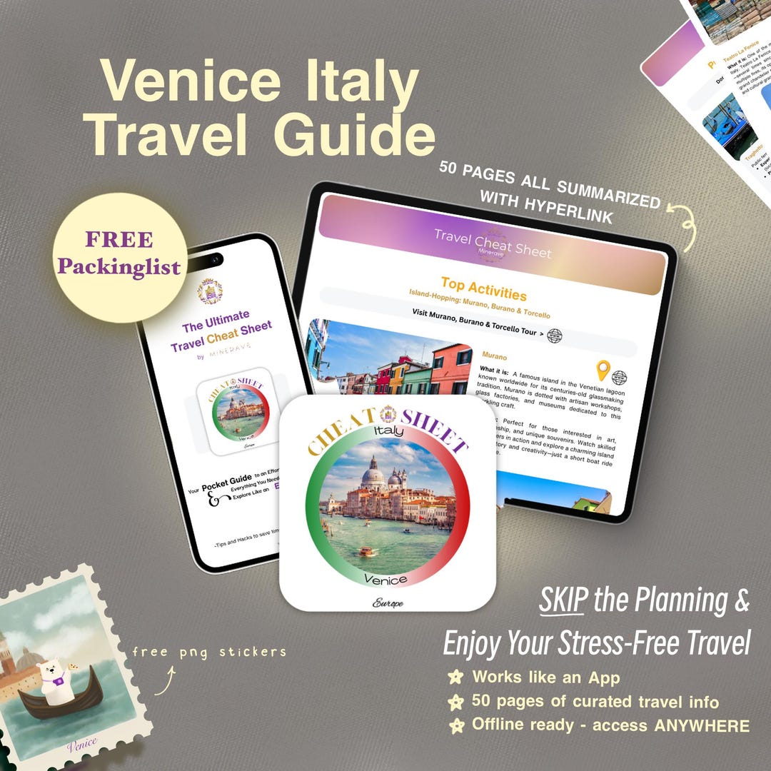 Venice Italy Cheat Sheet | Digital Travel Guide & City Highlights Map ...