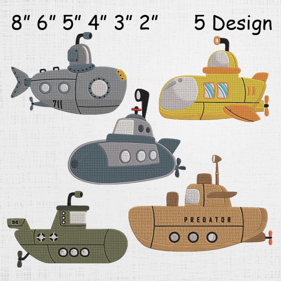 Submarine Embroidery Set - Military Submarine Embroidery Bundle ...