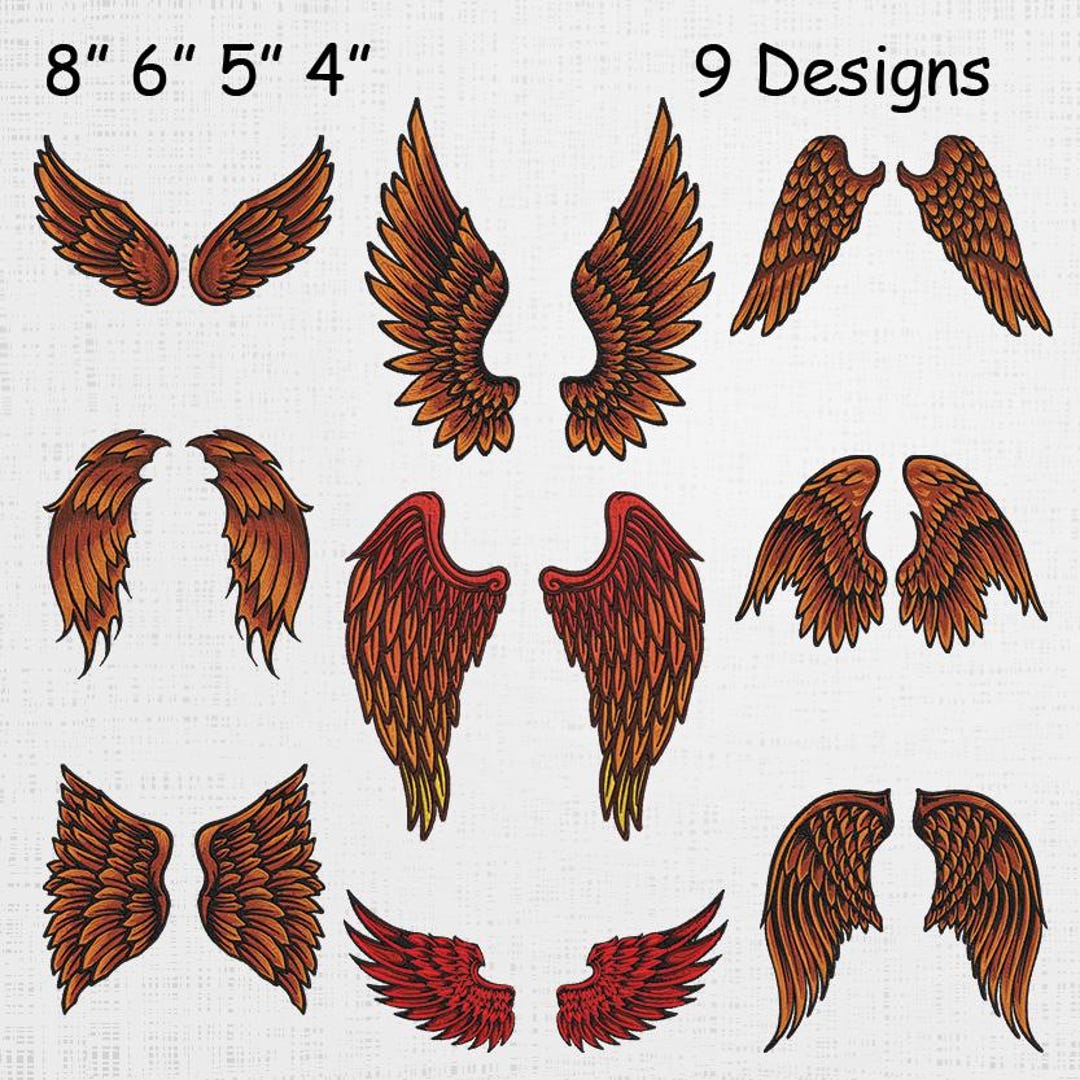 Falcon Wings Embroidery Designs - Wings Silhouette Embroidery Pattern ...
