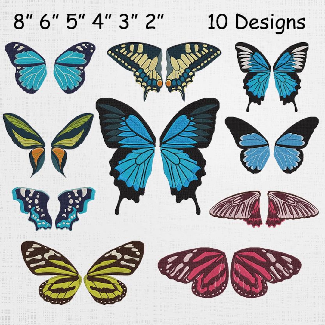 Butterfly Wings Embroidery Set - Butterfly Blue Wings Pattern ...