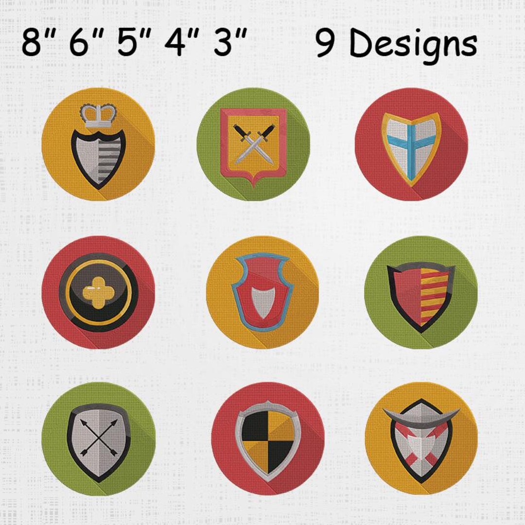 Shield Embroidery Set - Royal Castle Shield Machine File - War Shield ...