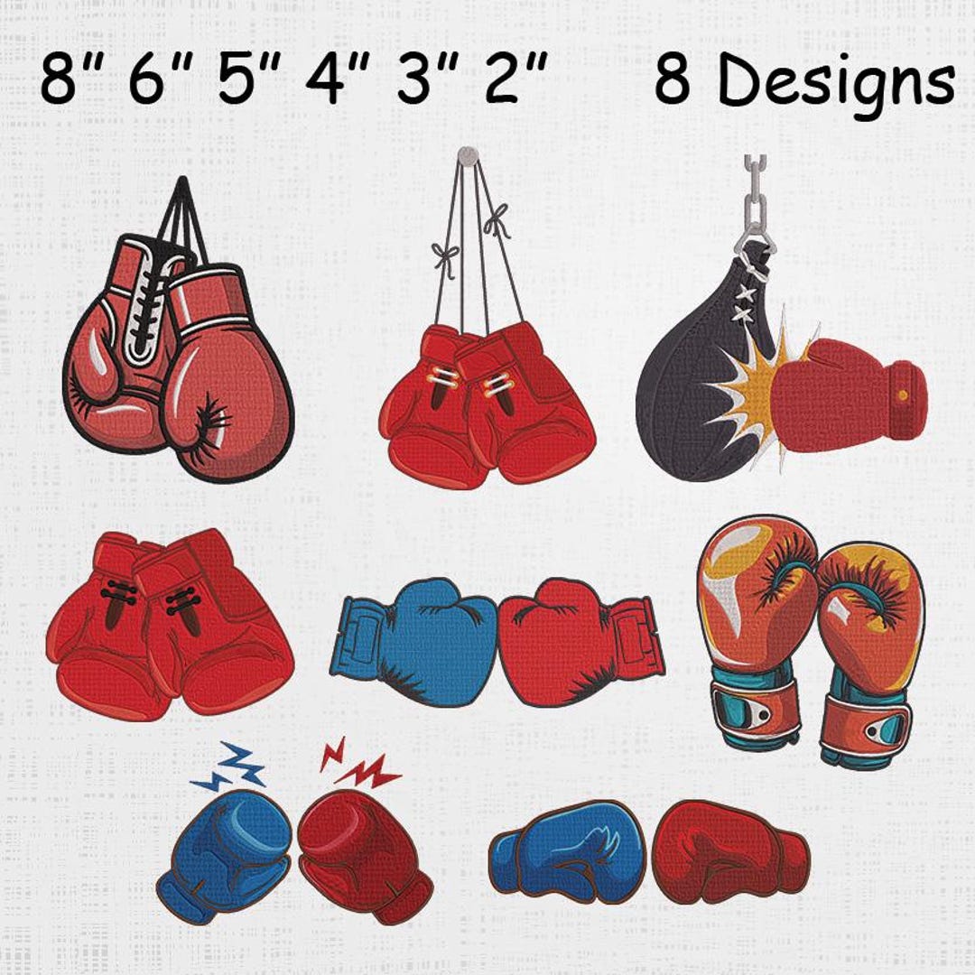 Hanging Boxing Gloves Embroidery Set - Punching Gloves Machine File ...