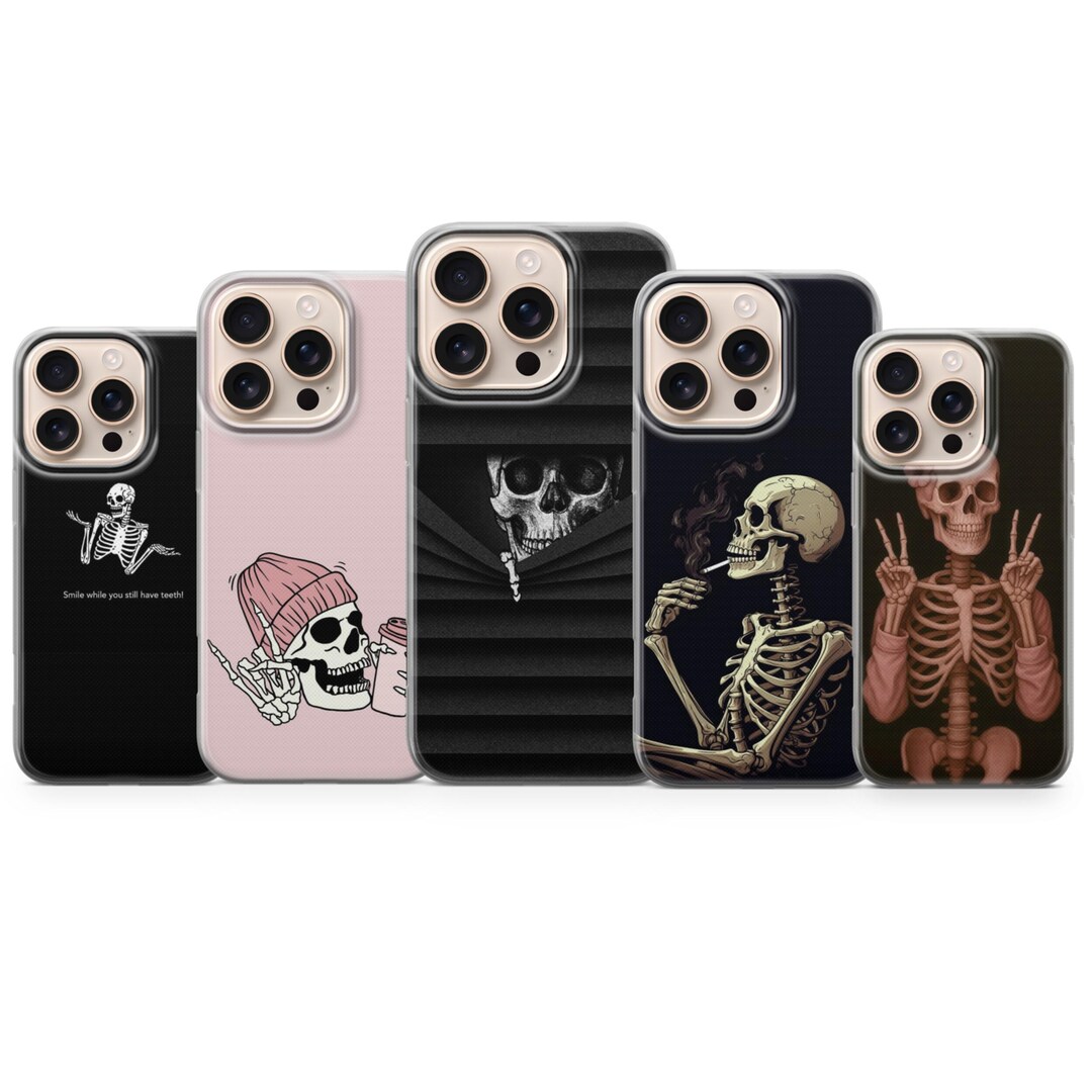 Skeleton Phone Case Funny Skull Cover for iPhone 17 Pro Max, 16e, 15 ...