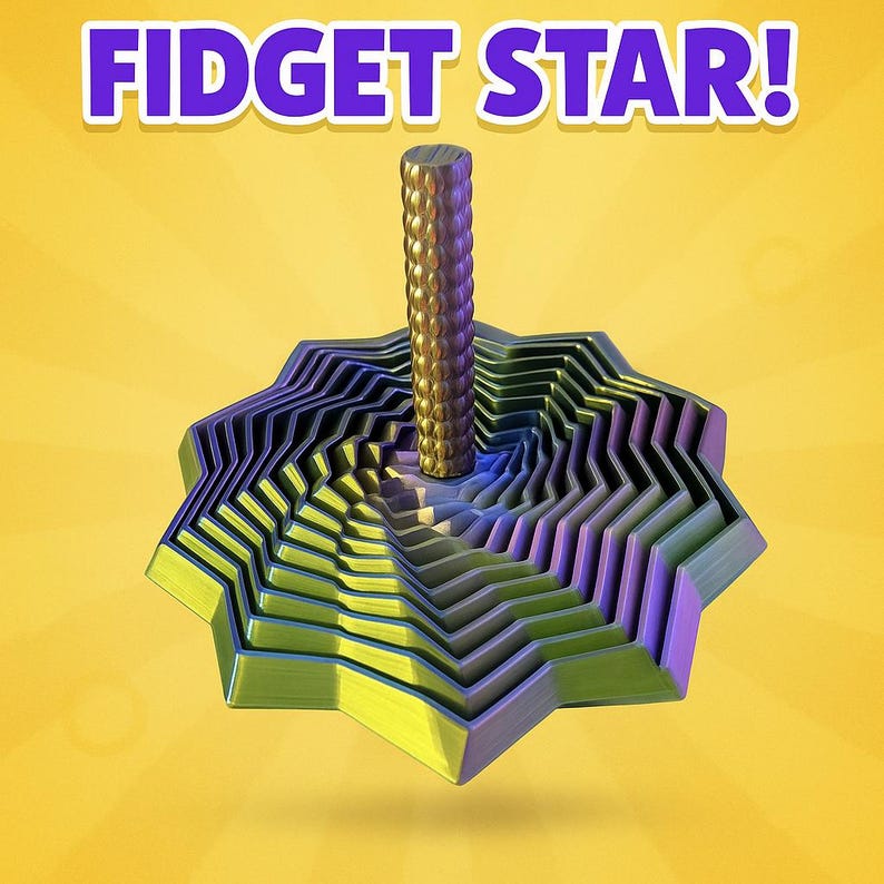 Fidget Star Hypnotic Spinning Toy With Handle - Relax, Focus Desktop ...